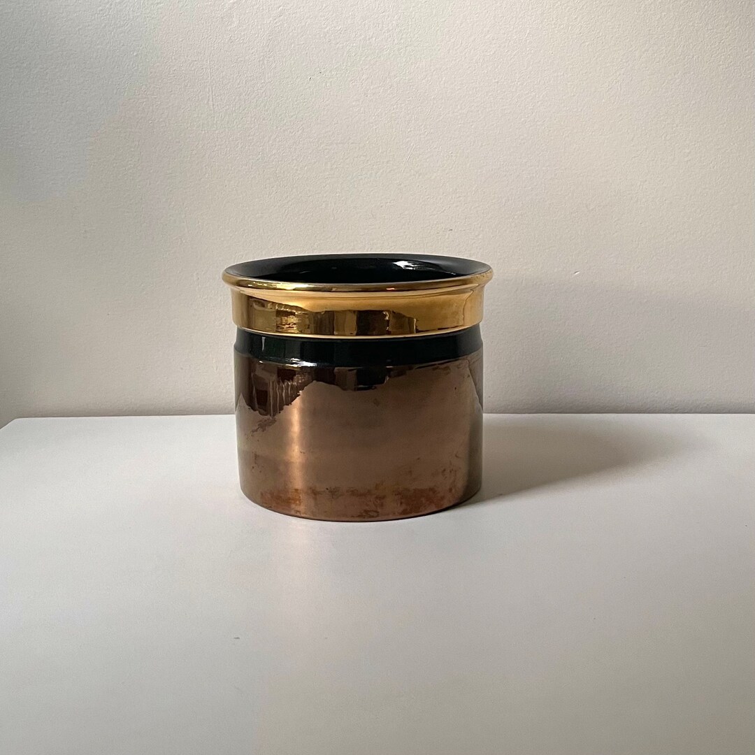 Bitossi for Rosenthal Netter Ceramic Planter Pot, Metallic Colors Brass ...