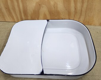 Enamel Bed Pan Bedpan White With Black Trim Item 5498-1 - Etsy