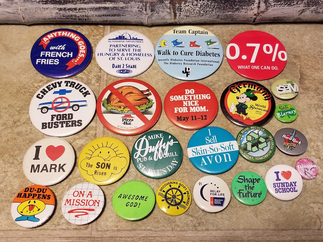 Pinback Buttons Pins Badges Set of 24 Item 4004-4 - Etsy