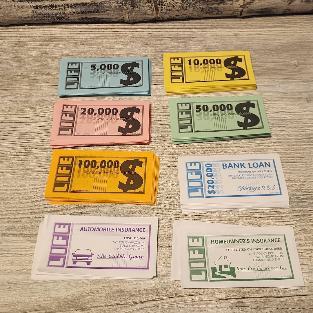 The Game of Life Money and Certificates - Item #5961-3 - Etsy