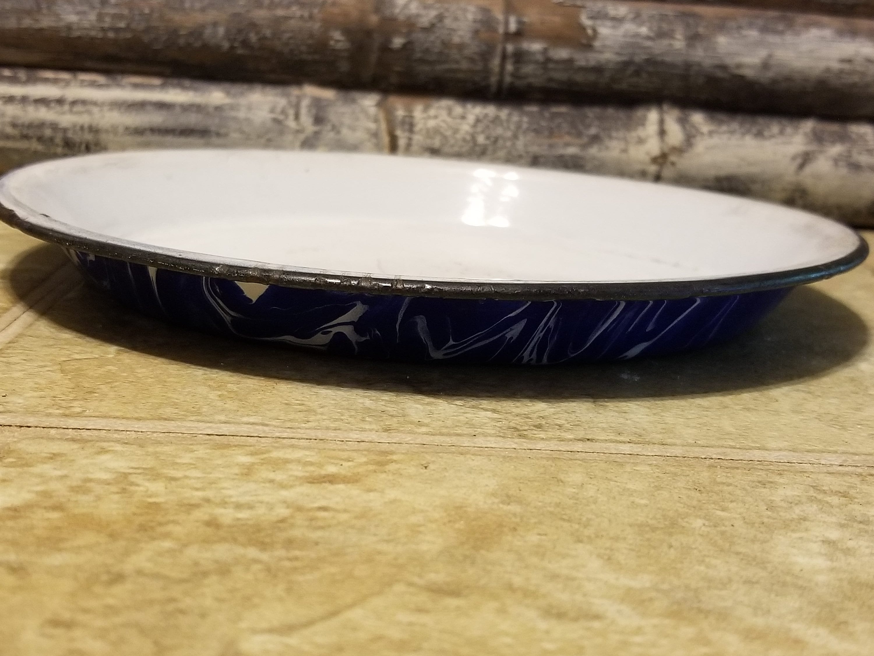 Vintage Enamelware Pie Plate Blue Splatterware Item - Etsy Canada