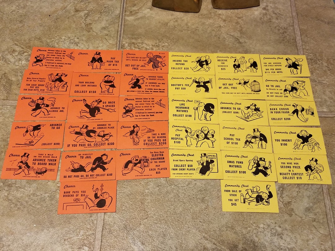 Monopoly Game Pieces - Chance and Community Chest Cards - Full Set of ...