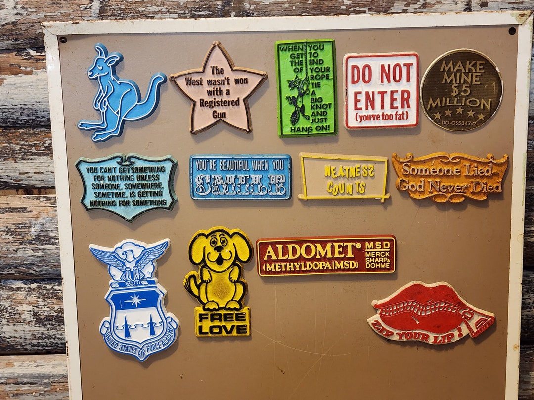 Vintage Refrigerator Magnets - Set of 13 - Kangaroo - Air Force - Puppy ...