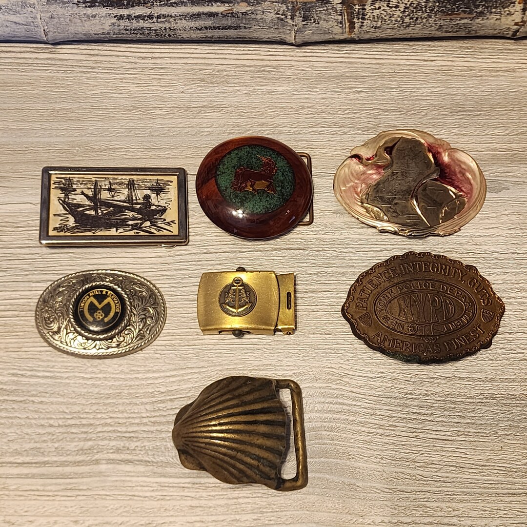 Your Choice Vintage Belt Buckle Boats Unicorn Charmant NYPD Turon Mill ...