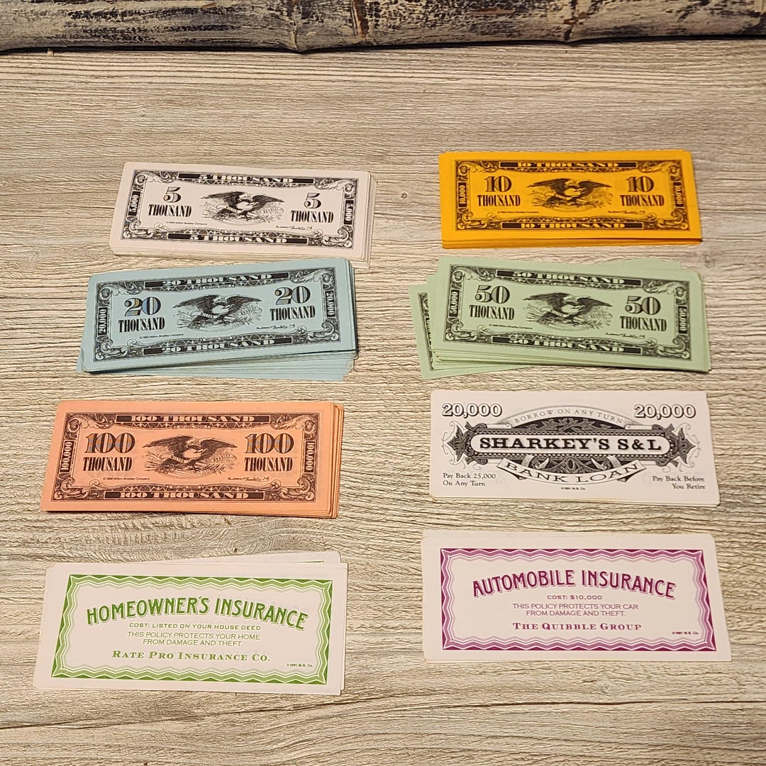 The Game of Life Money and Certificates - Item #5961-1 - Etsy