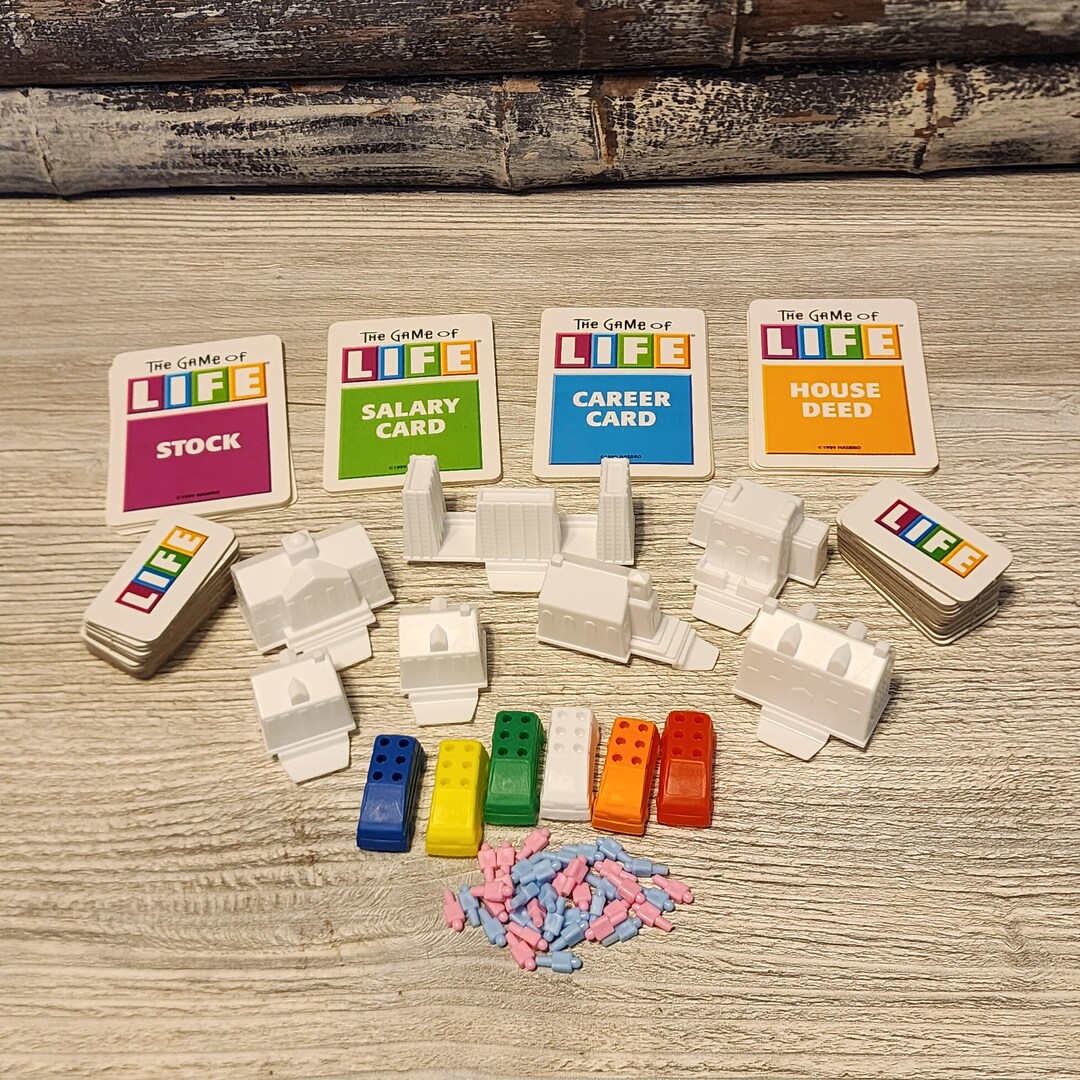 The Game of Life Board Pieces Board Game Pieces Houses, Cars, Pegs ...