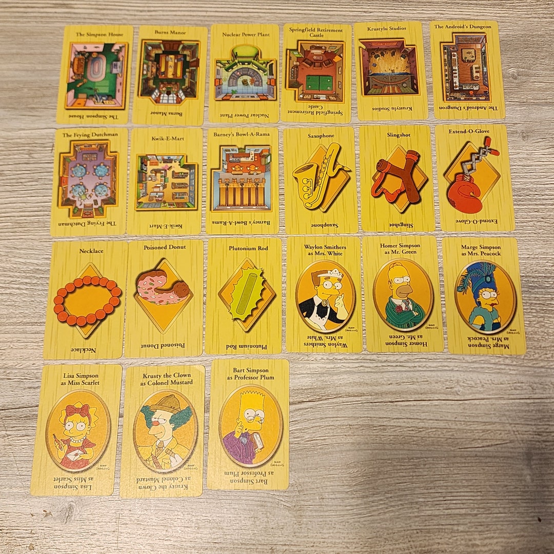 Clue the Simpsons Clue Game Cards Item 5740-2 - Etsy