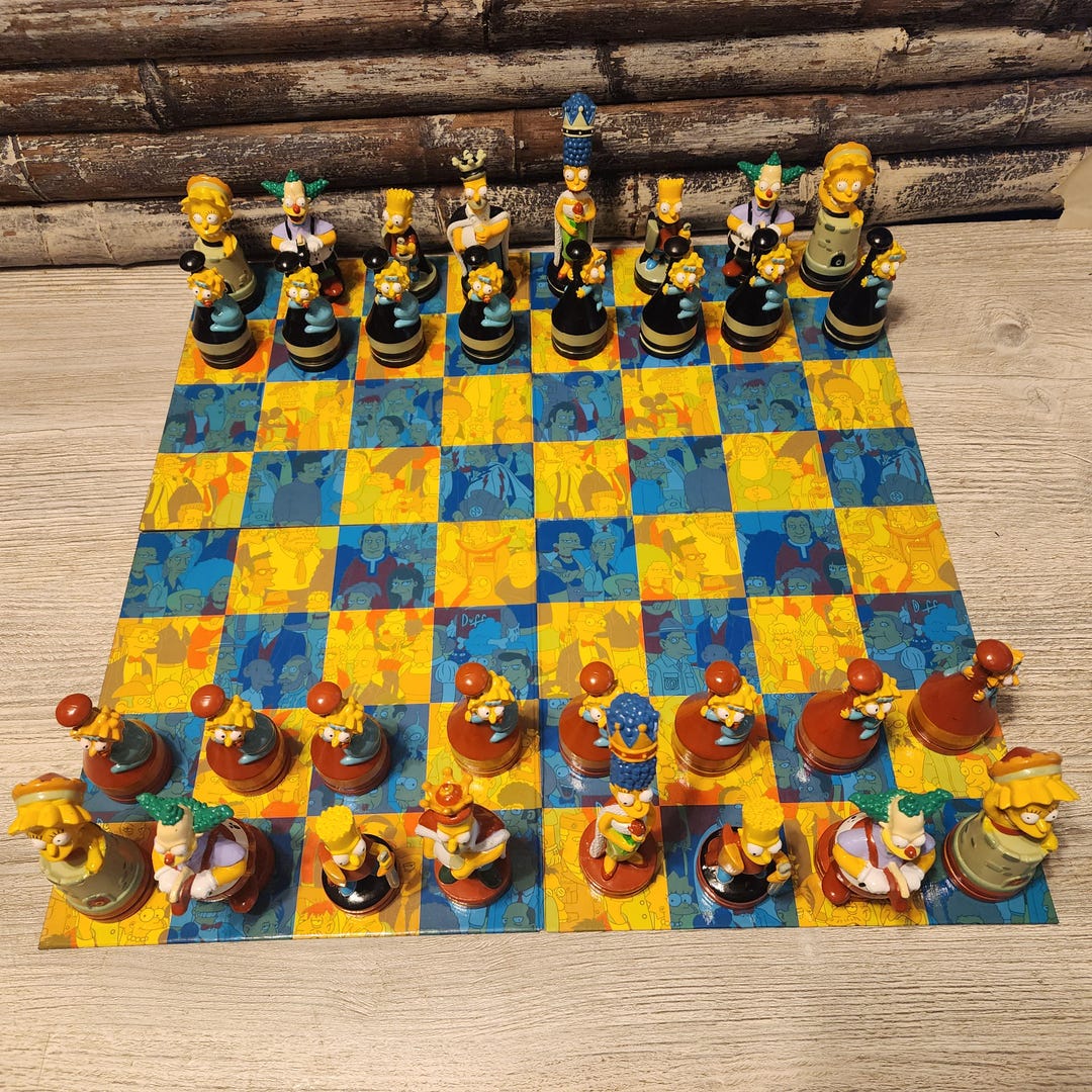 The Simpsons Chess Set Homer Marge Bart Lisa Maggie Krusty the Clown ...