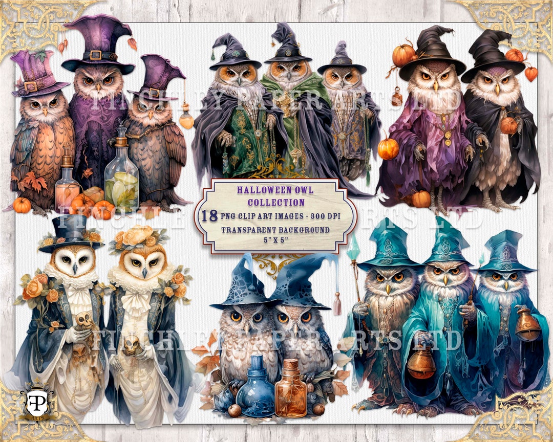 Halloween Owl Collection, Aquarelle Halloween Clip Art, Téléchargement ...