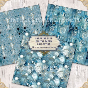 Sapphire Blue Digital Paper Collection, Instant Download,digital Pages ...