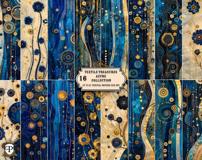 Textile Treasures Azure, Textile Digital Paper ,instant Download ...