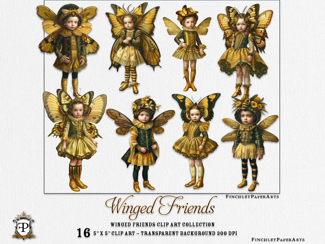 Winged Friends PNG Collection, Butterfly and Honey Bee PNG Images 5"x5 ...