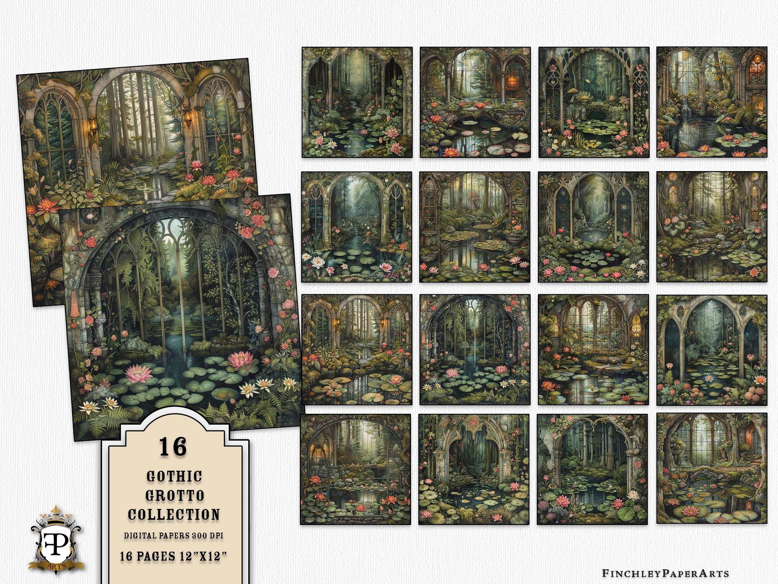 Gothic Grotto Collection, Images 12"x12" ,instant Download,digital ...