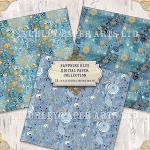 Sapphire Blue Digital Paper Collection, Instant Download,digital Pages ...
