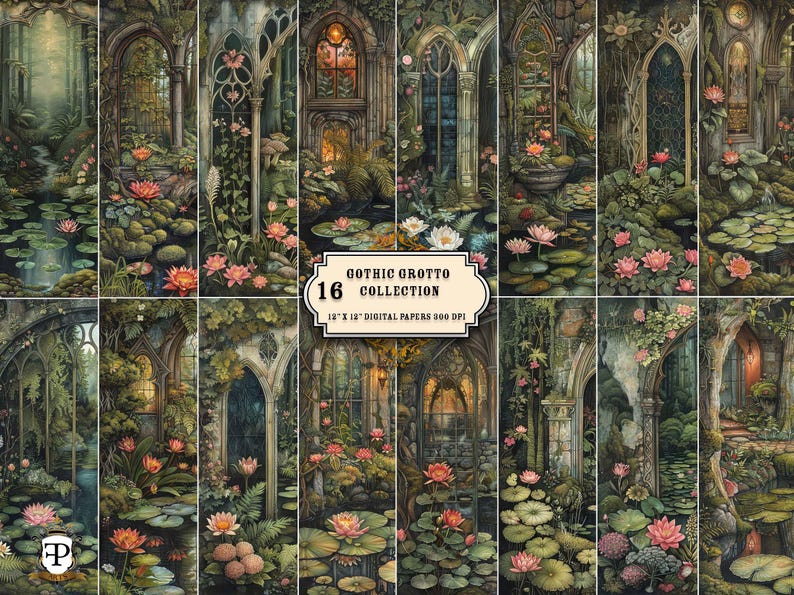 Gothic Grotto Collection, Images 12"x12" ,instant Download,digital Journal Pages,junk Journal ...