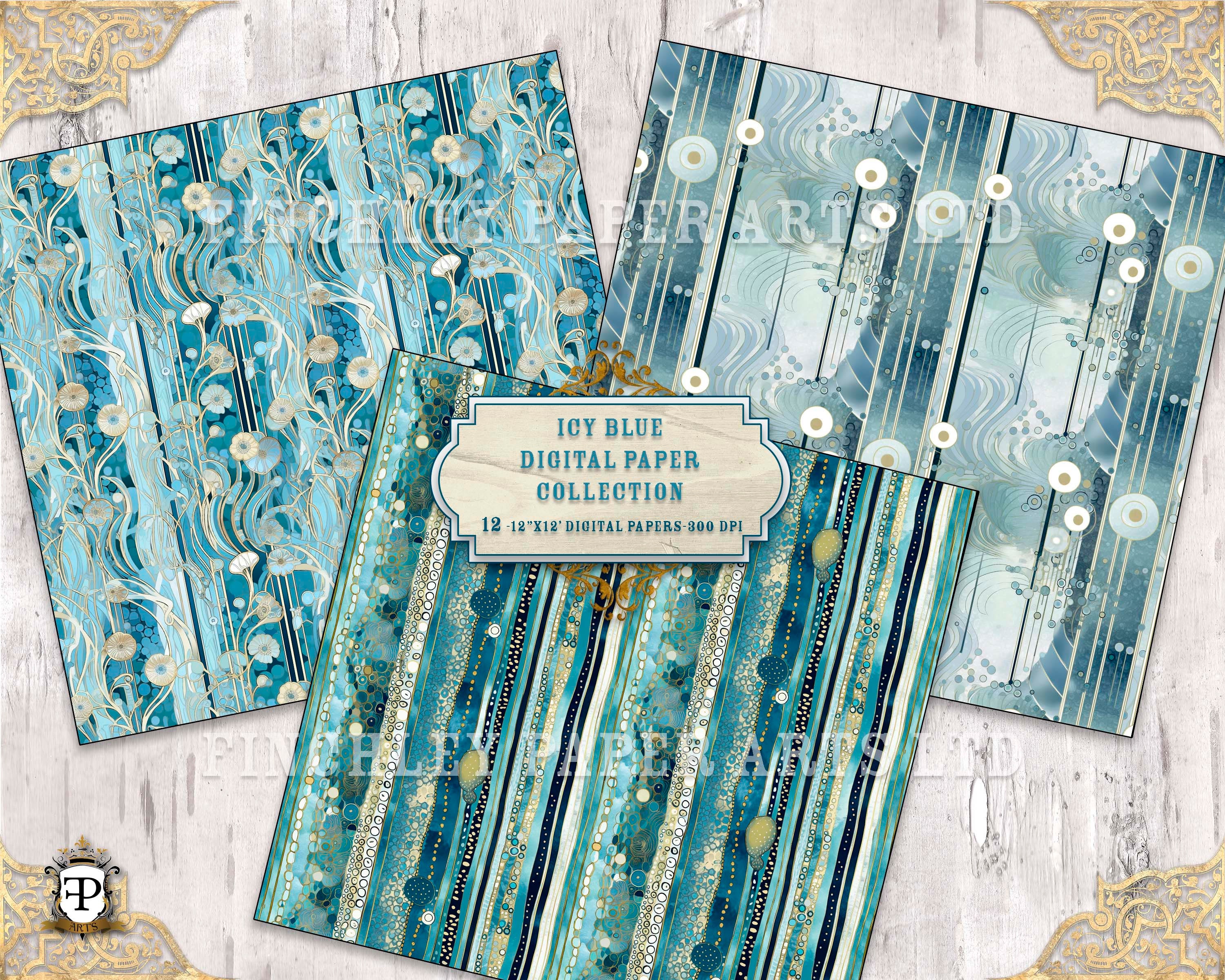 Icy Blue Digital Paper Collection, Instant Download,digital Pages ...