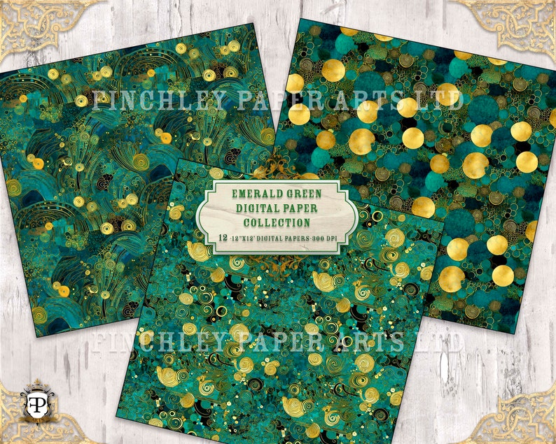 Emerald Green Digital Paper Collection, Instant Download,digital Pages ...