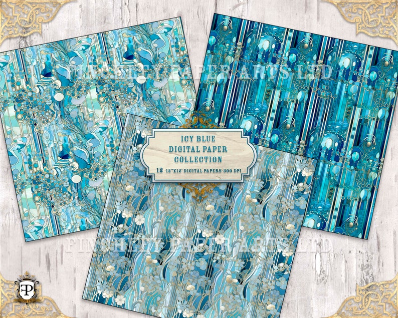 Icy Blue Digital Paper Collection, Instant Download,digital Pages ...