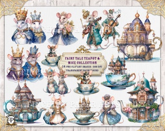 Watercolor Mice in Cups Clipart Cute Rat and Mug Digital - Etsy