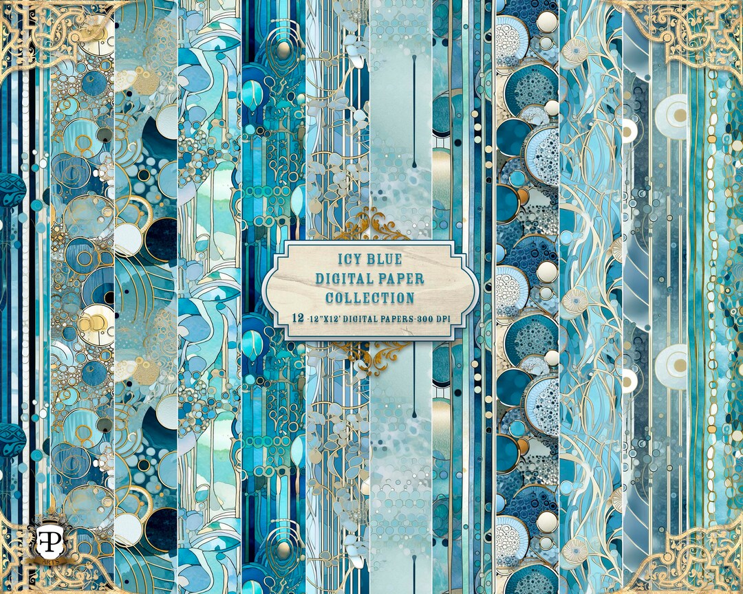Icy Blue Digital Paper Collection, Instant Download,digital Pages ...