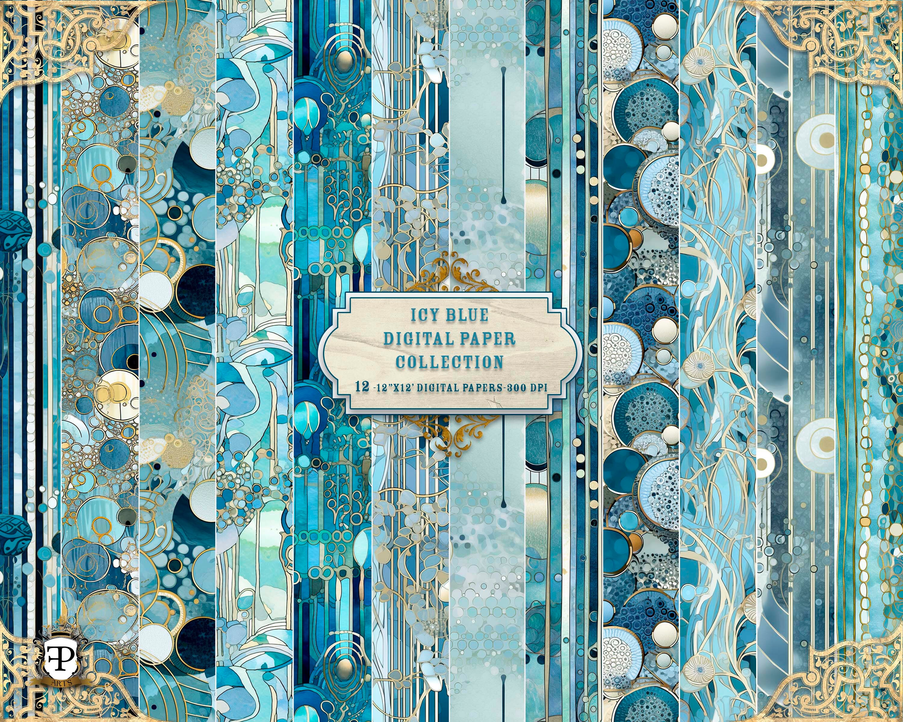 Icy Blue Digital Paper Collection, Instant Download,digital Pages ...