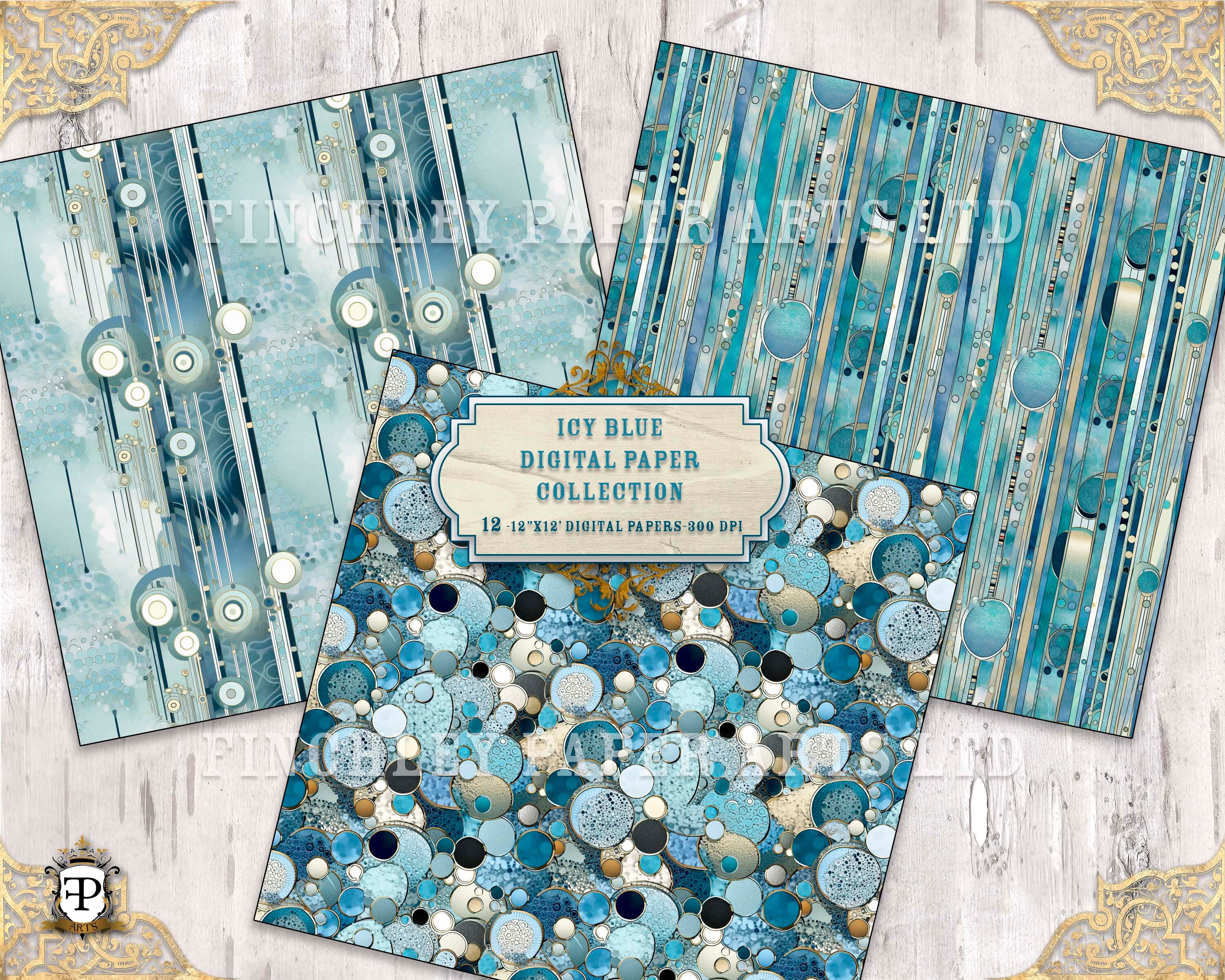 Icy Blue Digital Paper Collection, Instant Download,digital Pages ...