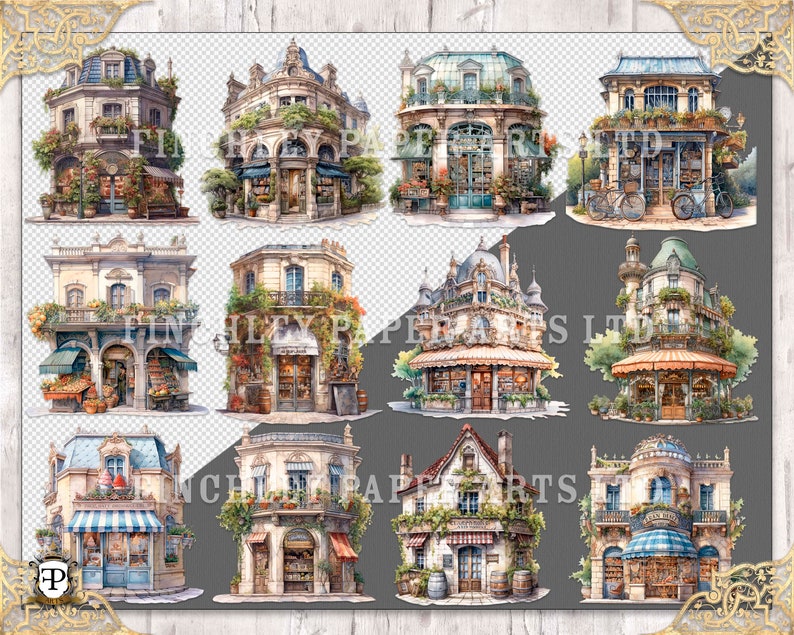Paris Storefront Watercolor Clipart, Paris Clipart PNG, Watercolor ...