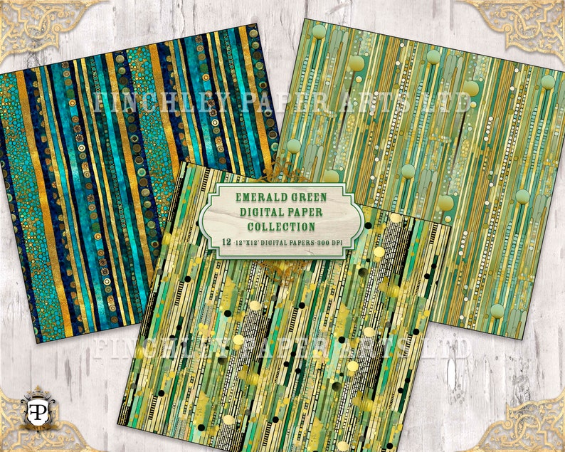 Emerald Green Digital Paper Collection, Instant Download,digital Pages ...