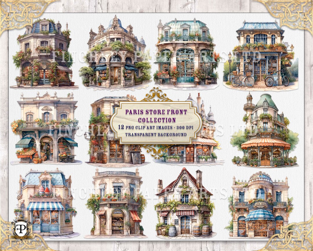 Paris Storefront Watercolor Clipart, Paris Clipart PNG, Watercolor ...