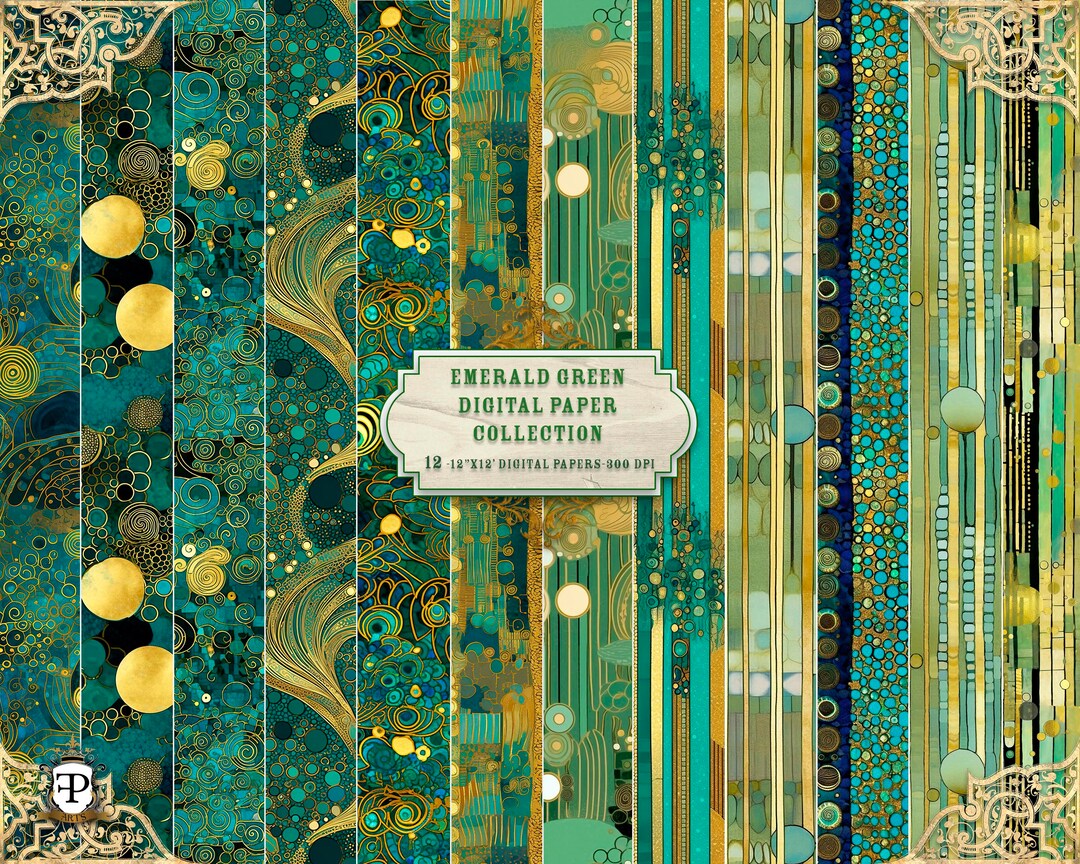 Emerald Green Digital Paper Collection, Instant Download,digital Pages ...