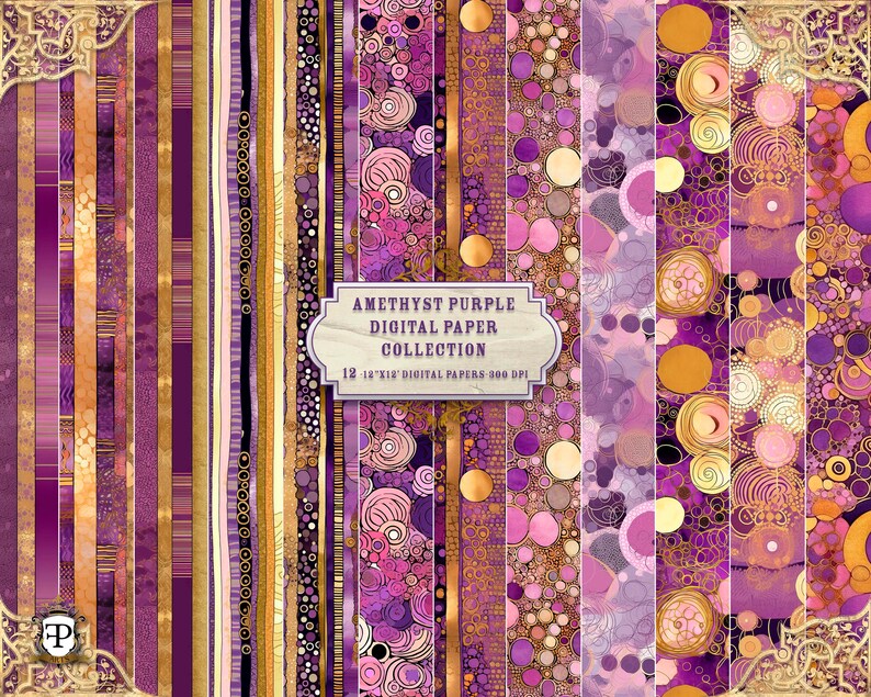 Amethyst Purple Digital Paper Collection, Instant Download,digital ...