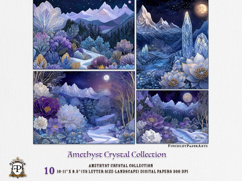 Amethyst Crystal Collection, Instant Download, Digital Pages,scrapbook ...