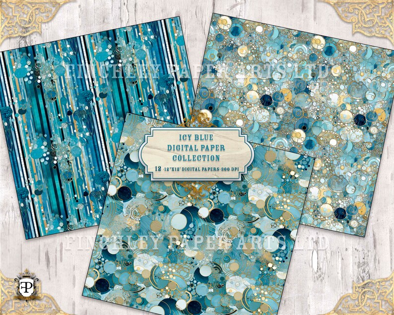 Icy Blue Digital Paper Collection, Instant Download,digital Pages ...