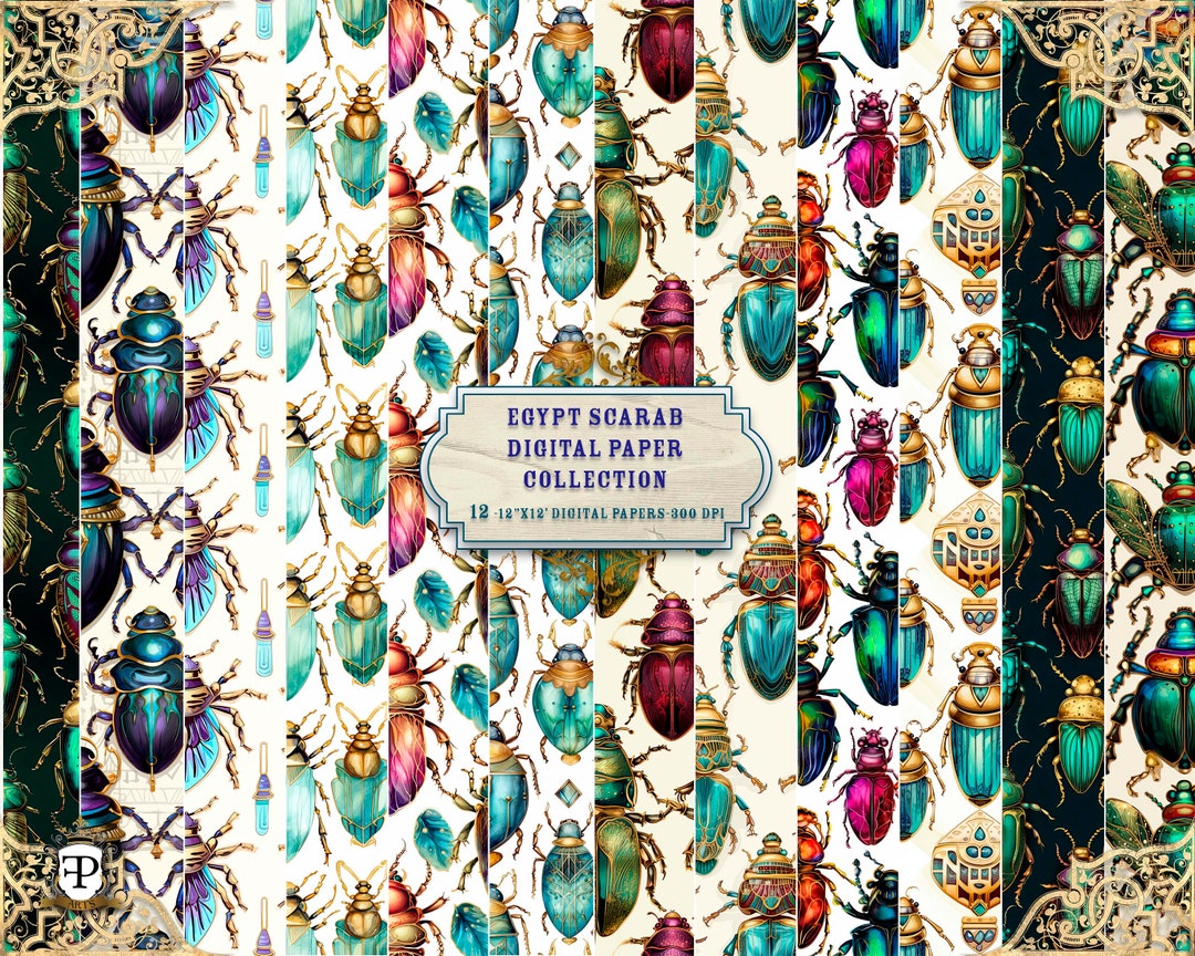 Egypt Scarab Digital Paper Collection, Instant Download,digital Pages ...