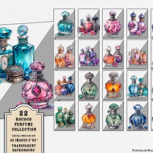 Rococo Perfume Clip Art Collection,png Images 5"x5" ,instant Download ...