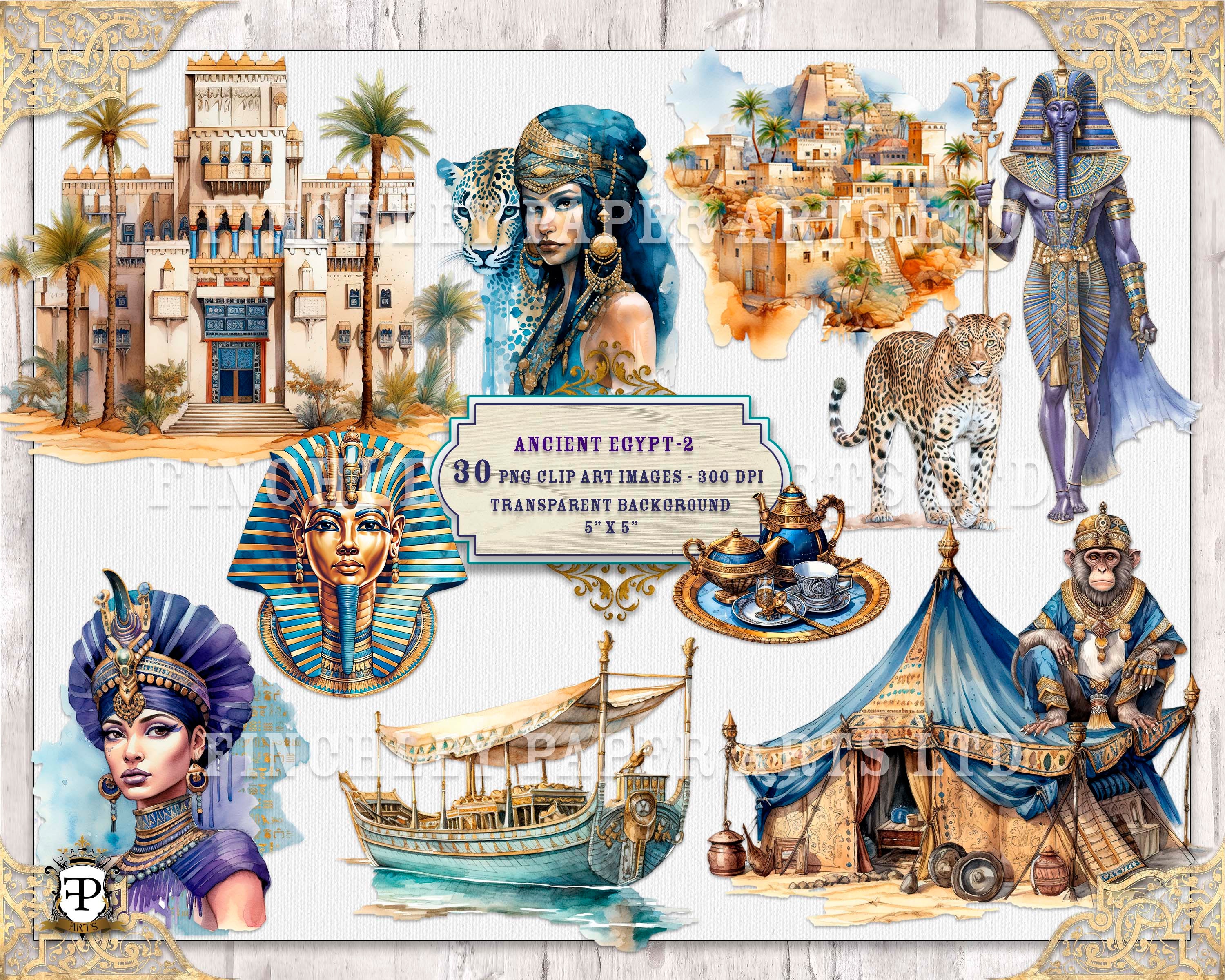 Ancient Egypt 2 Watercolor Clipart, Egypt Clipart PNG, Fantasy Egypt ...