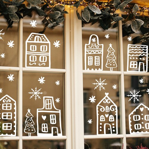 Gingerbread House Window Decals - Etsy