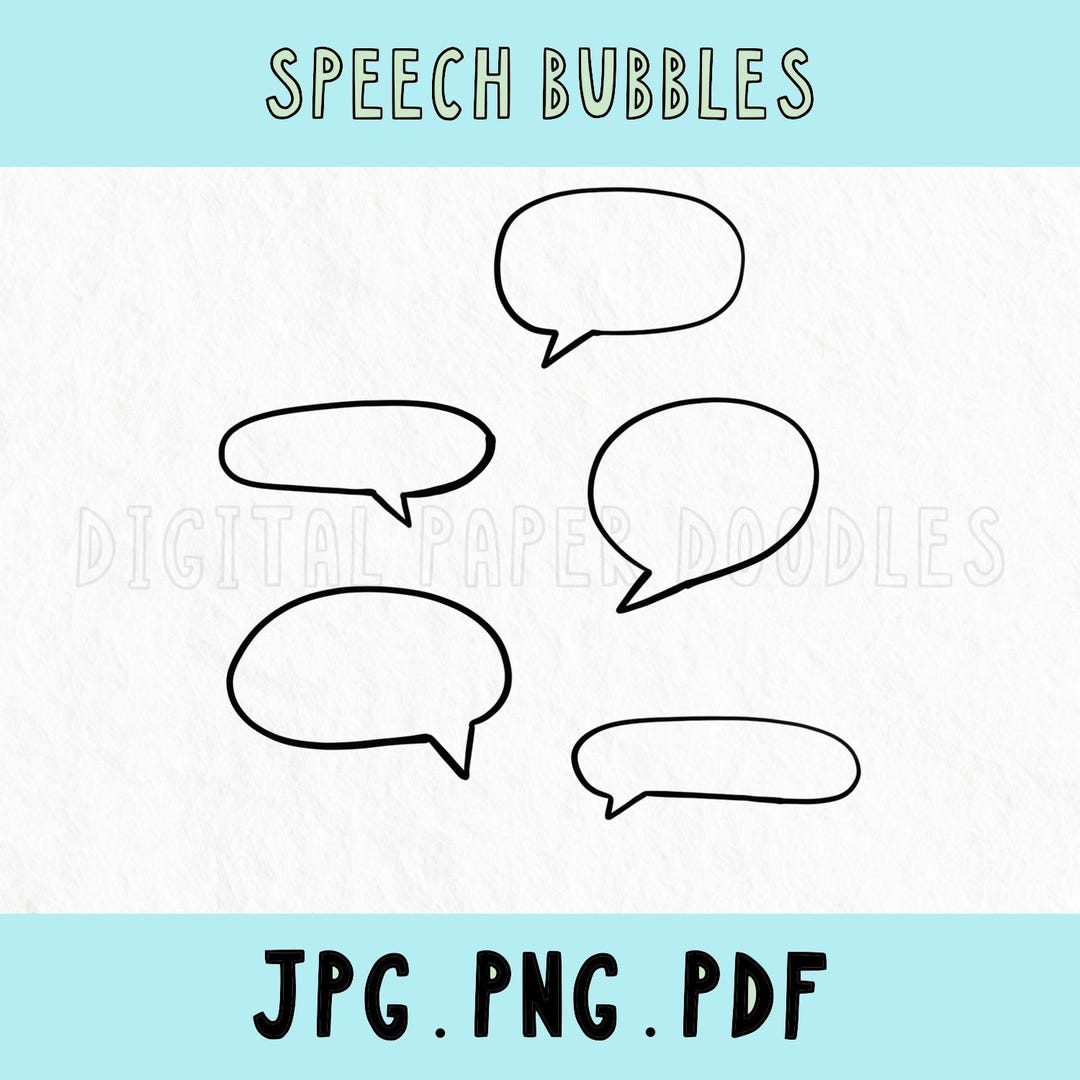 Speech Bubbles Art Clipart | Hand Drawn Wellness Illustration | Black ...