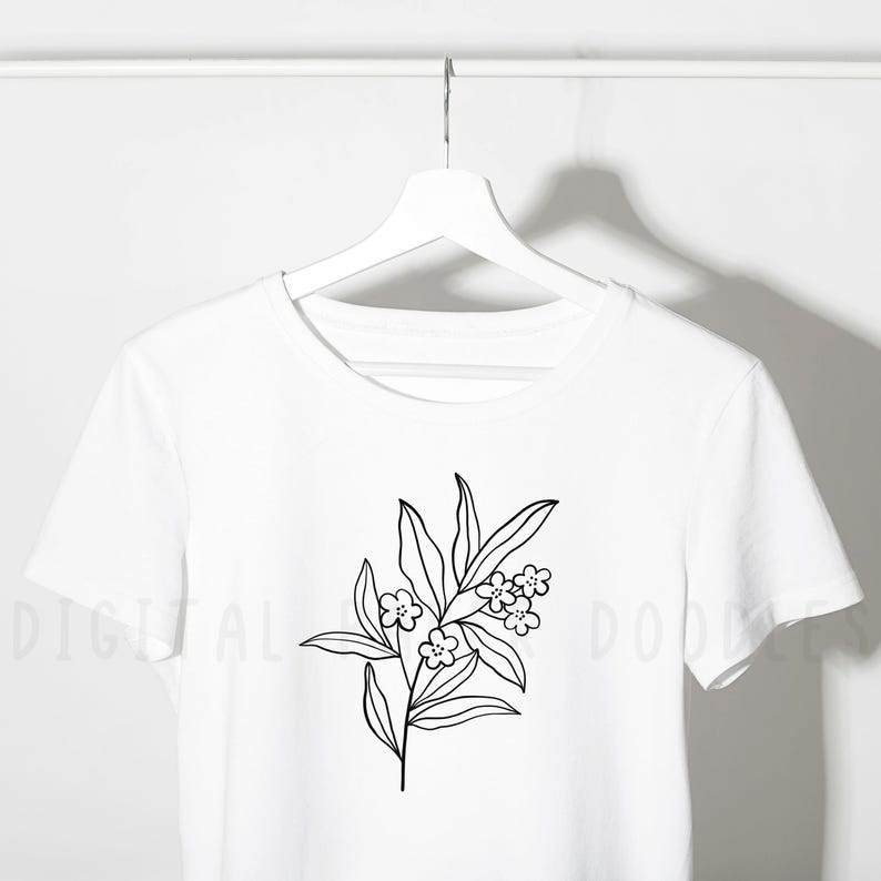Hand Drawn Black Floral Line Art Clipart – Botanical Illustration PNG ...