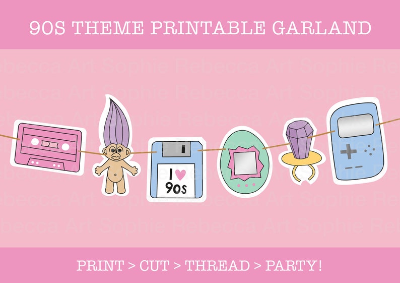 90s Party DIY Printable Garland - Etsy