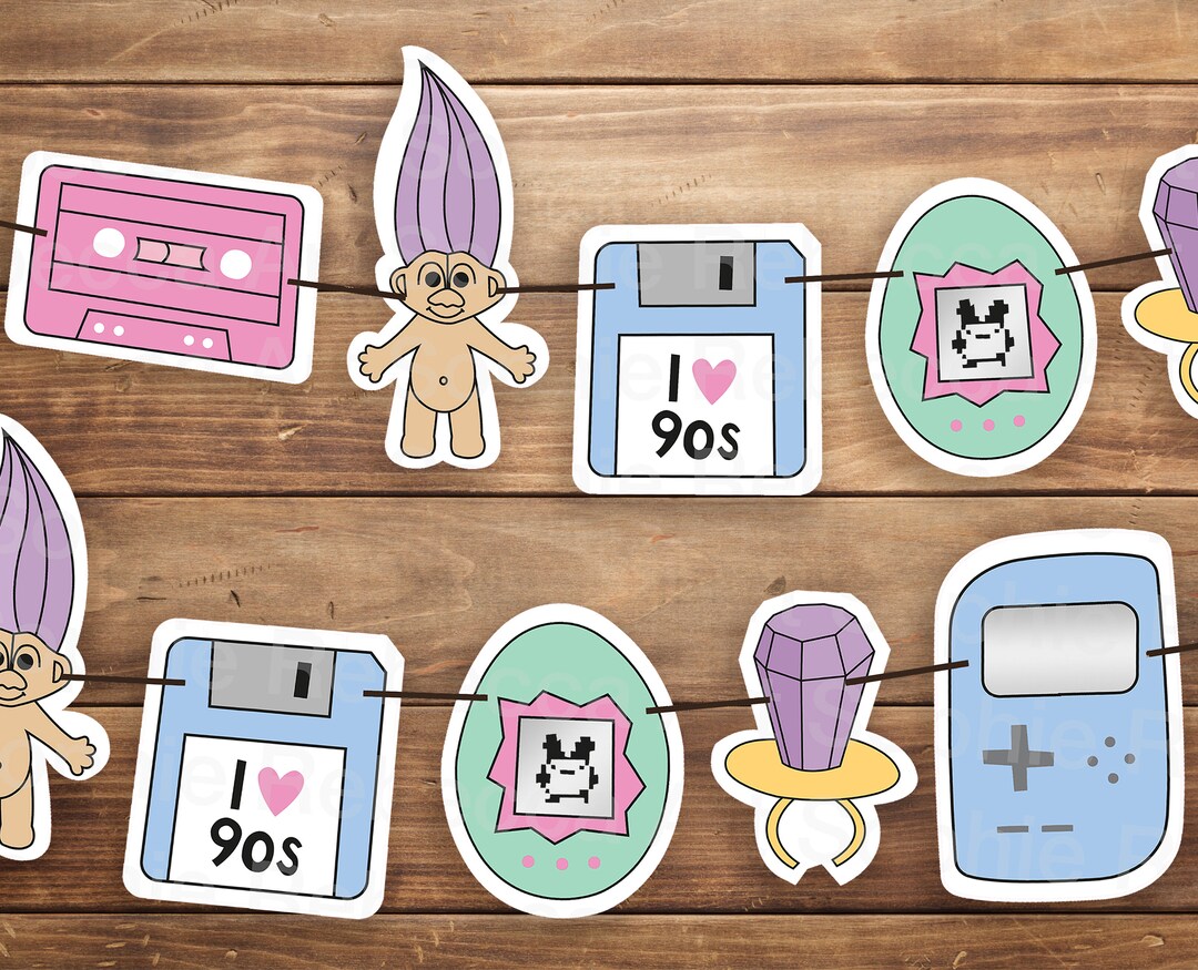 90s Party DIY Printable Garland - Etsy