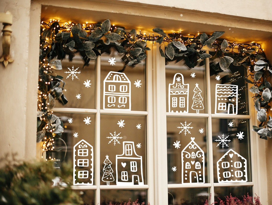 Gingerbread House Window Decals - Etsy