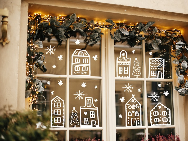 Gingerbread House Window Decals - Etsy