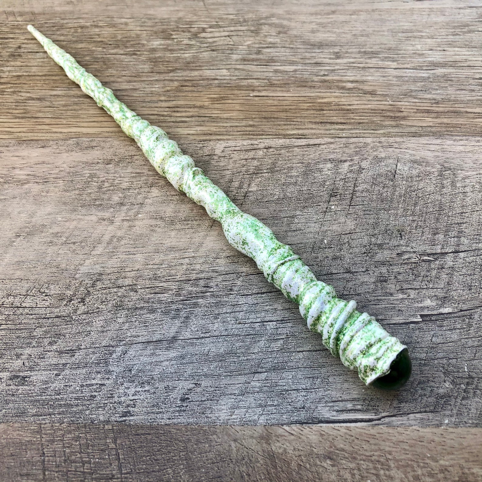 Green Glitter Green orb Wizard wandWhite Green Wand Wizard | Etsy
