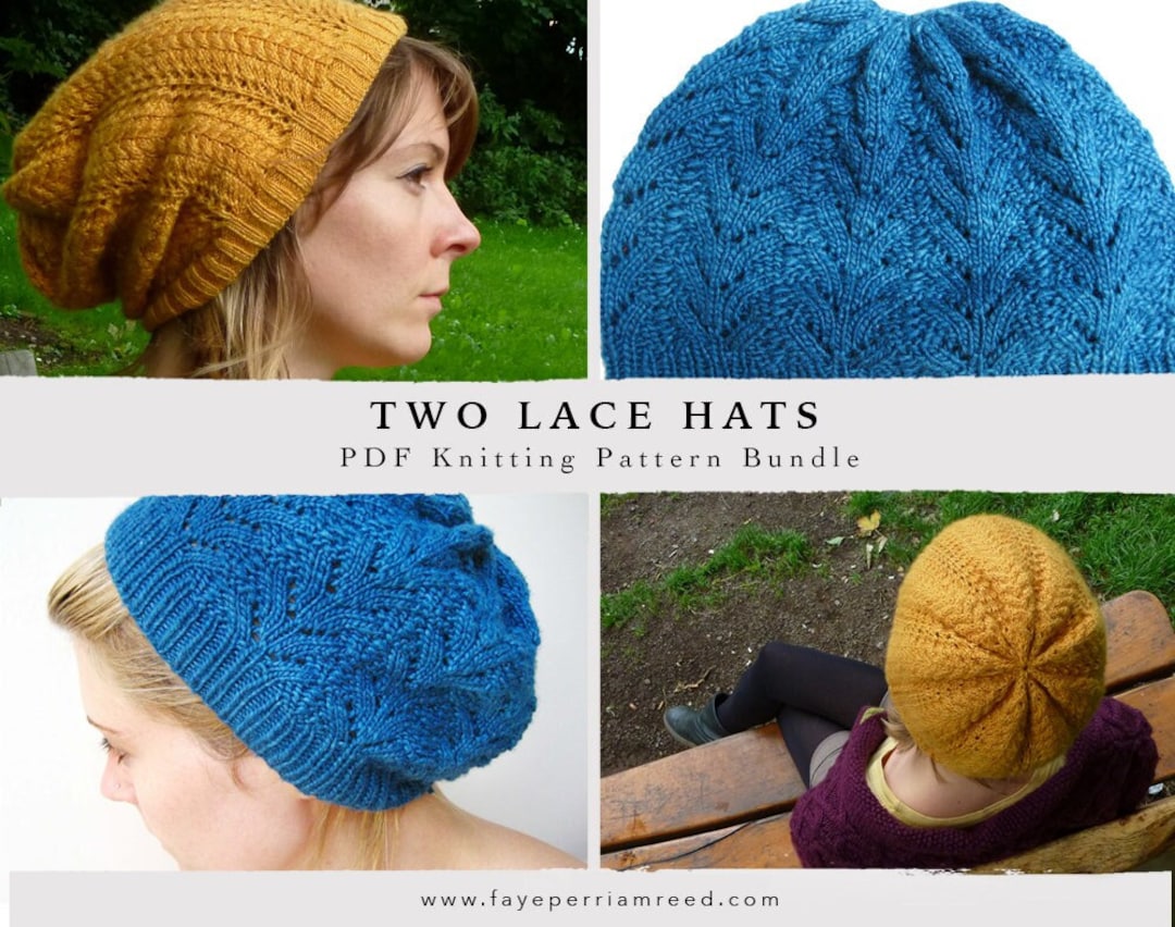 Two Lace Hat Knitting Patterns ~ PDF Pattern Bundle - Etsy