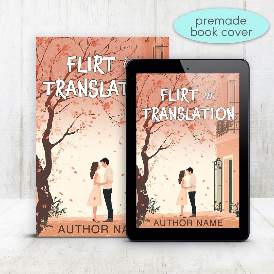 Premade Romance Book Cover Cute Romcom Ebook Design Illustrated Chick ...