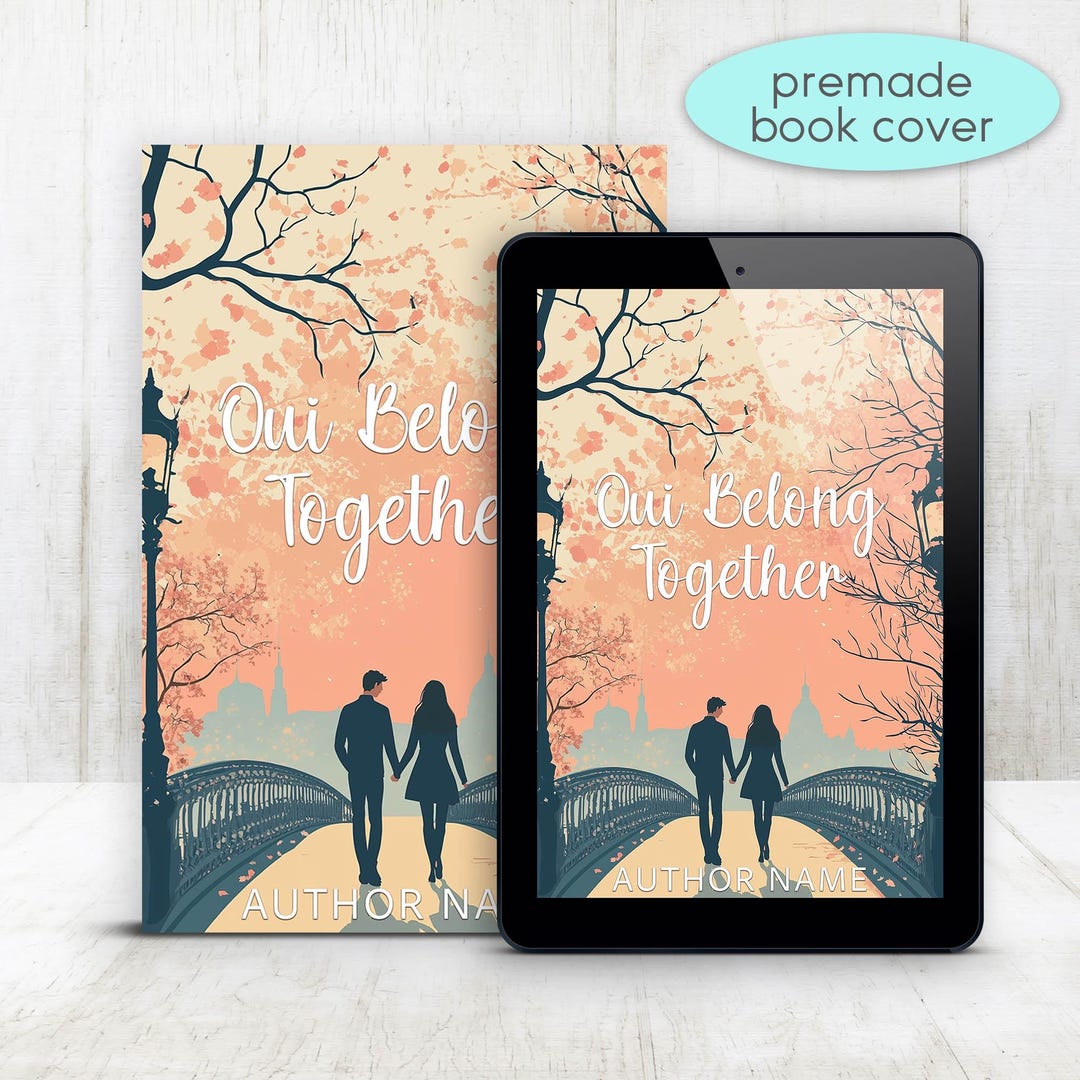 Premade Romance Book Cover Cute Romcom Ebook Design Illustrated Chick ...