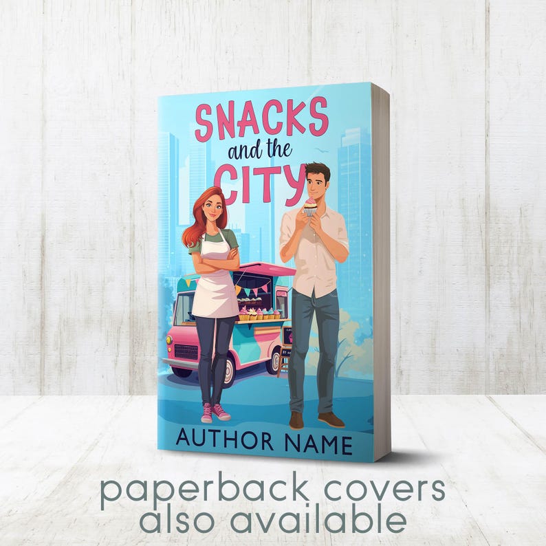 Premade Romance Book Cover Cute Romcom Ebook Design Illustrated Chick ...