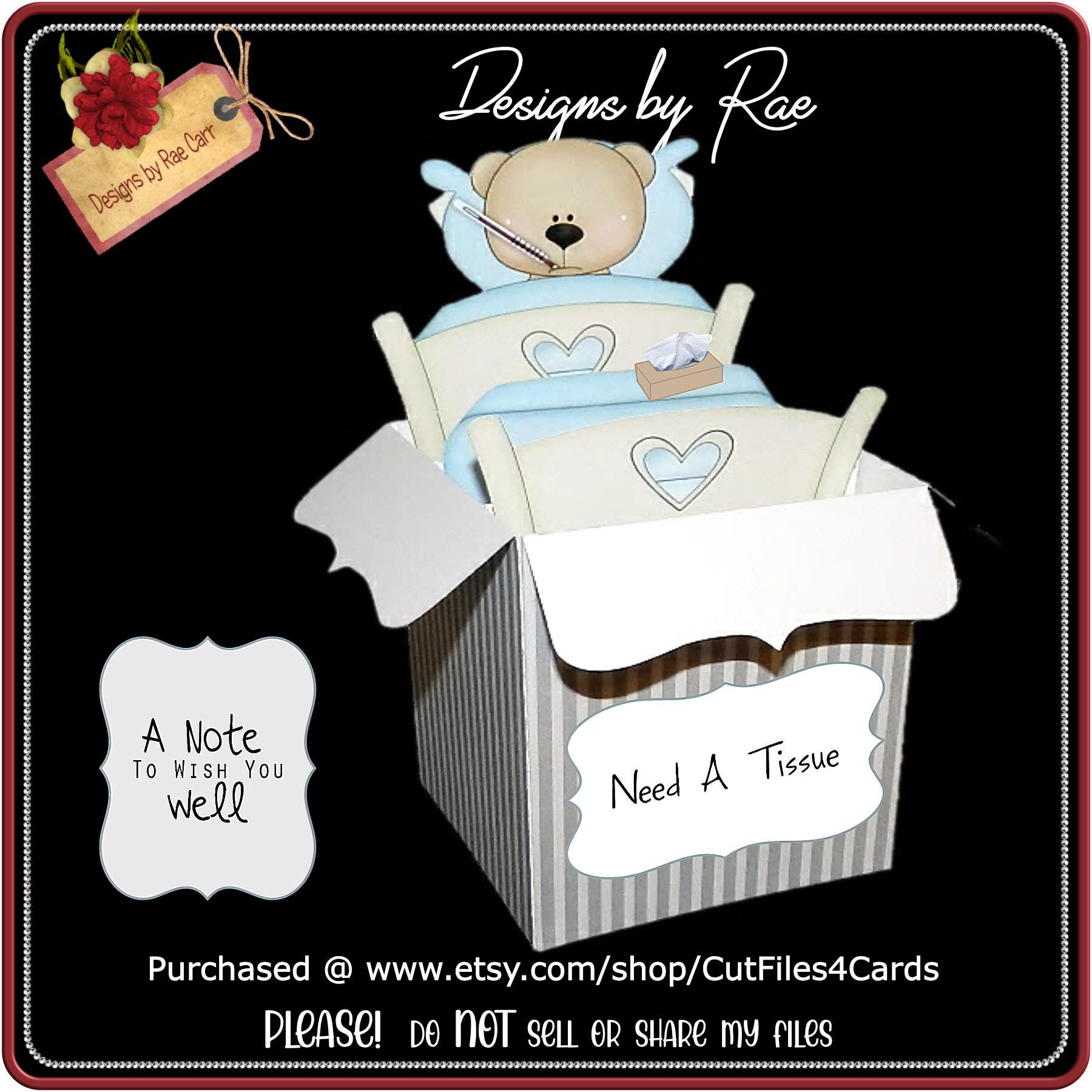 876 Get Well Bear Box Card - Etsy