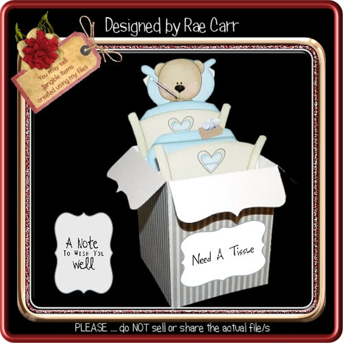 876 Get Well Bear Box Card | Etsy